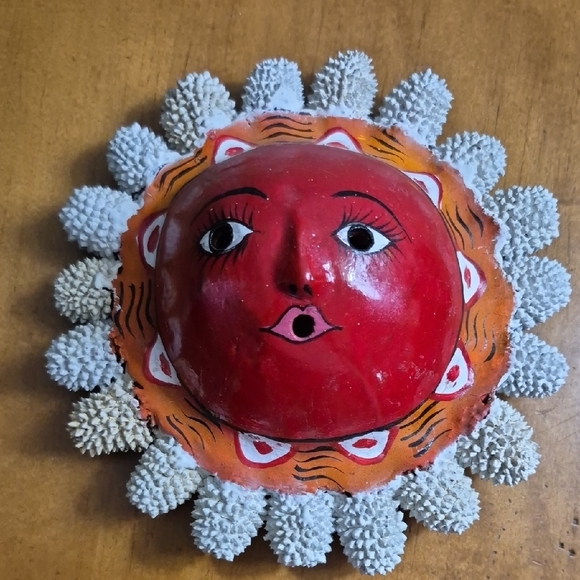 Art | Handcrafted Coconut Shell Red Sun Wall Art From Mexico | Poshmark